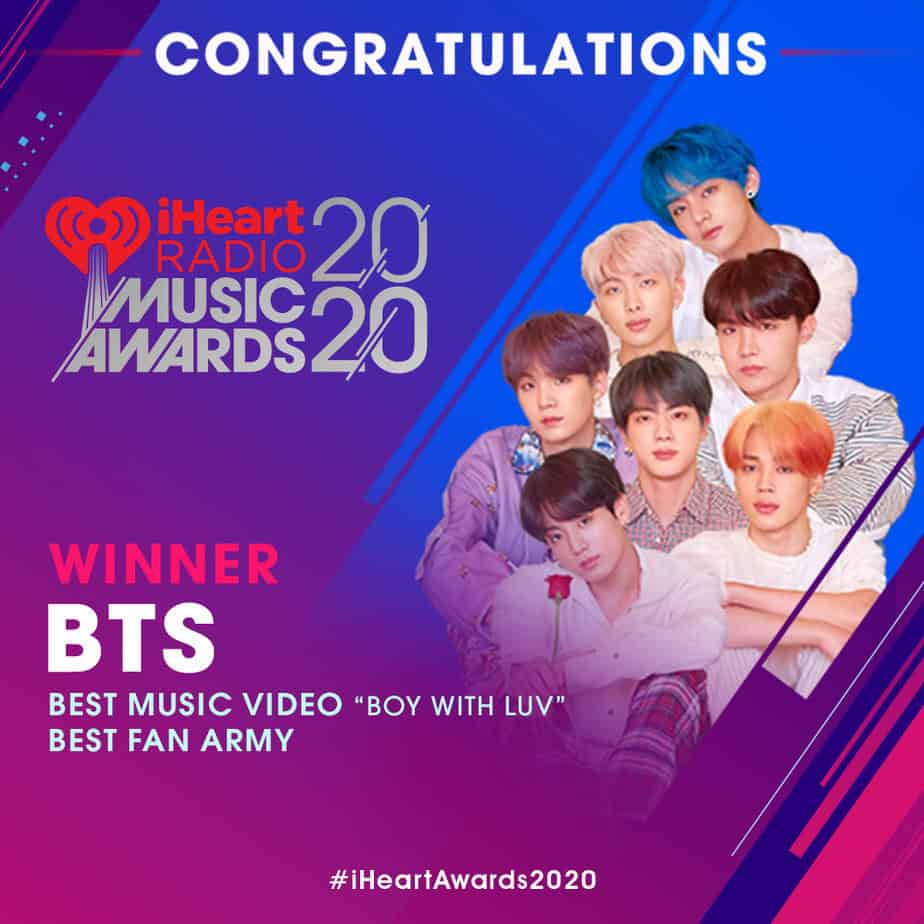 BTS ve ARMY'si, "2020 iHeartRadio Müzik Ödülleri"nin Kazananı Oldu ...