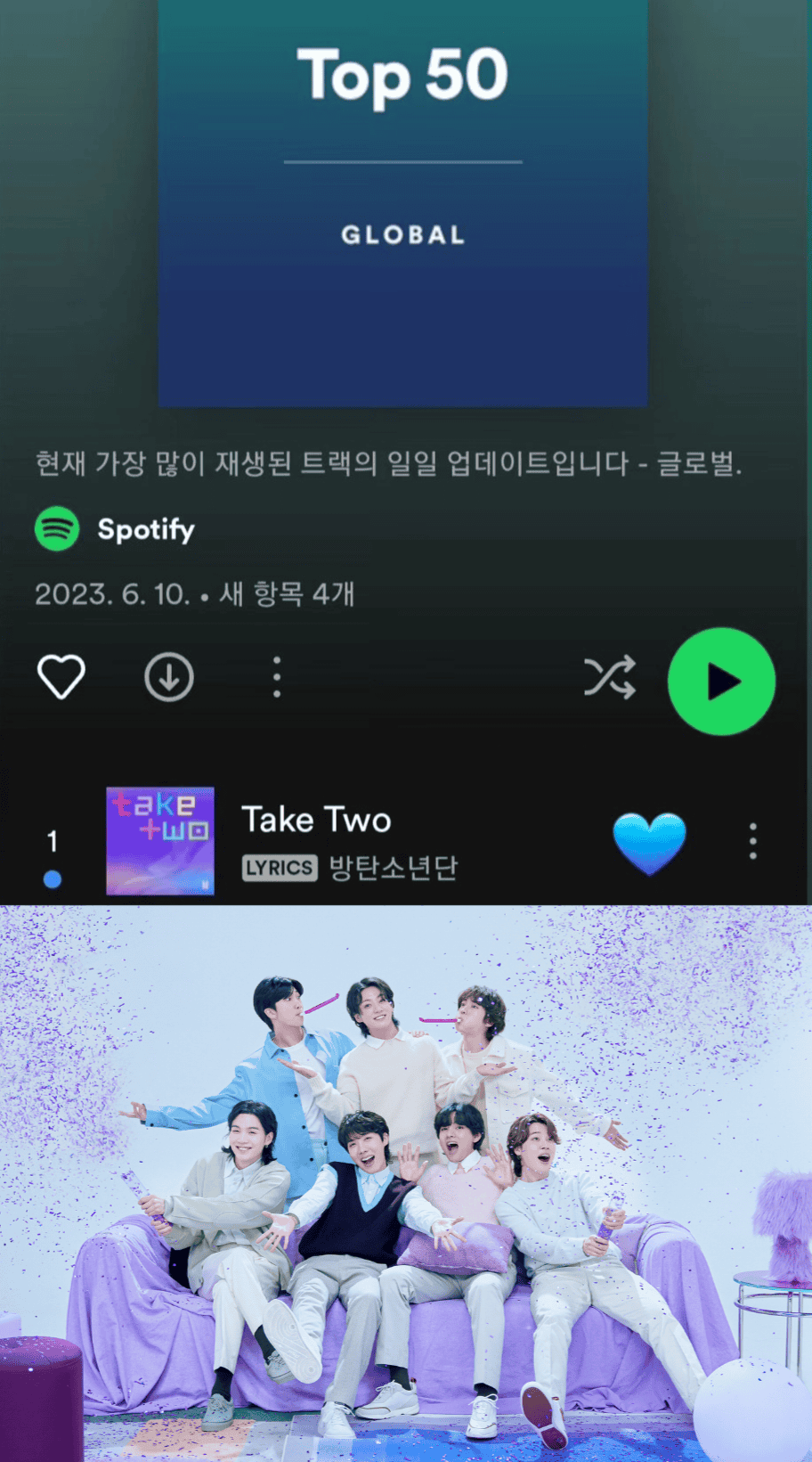 BTS, Spotify'ın 'Global Liste'sinde Zirveden 2. Kez "Take Two" ile ...